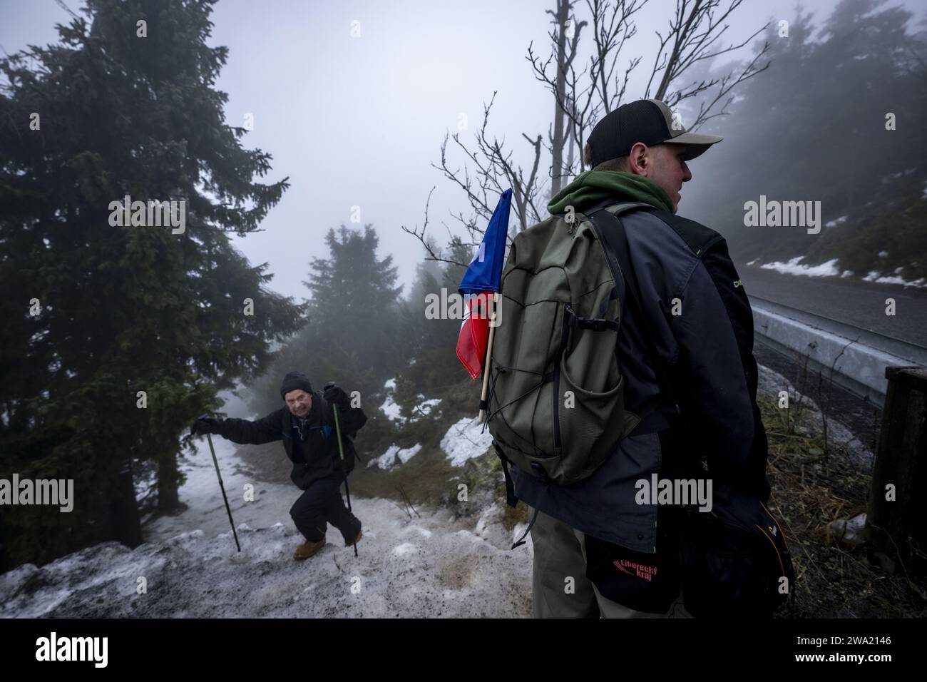 Jested, Liberec. 1st Jan, 2024. Forty-ninth New Year's ascent to Jested ...