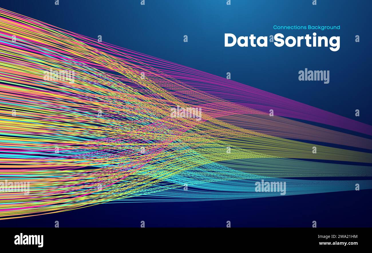 Data sorting colorful lines background. Data flow technology ...