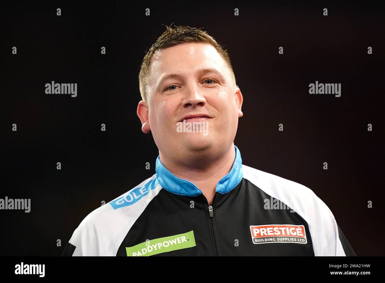 Chris Dobey in action against Rob Cross (not pictured) on day fourteen ...