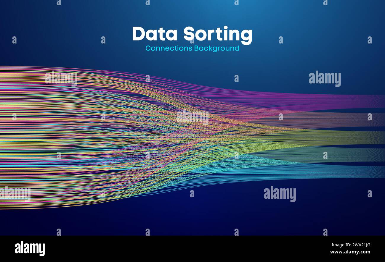 Data sorting colorful lines background. Data flow technology ...