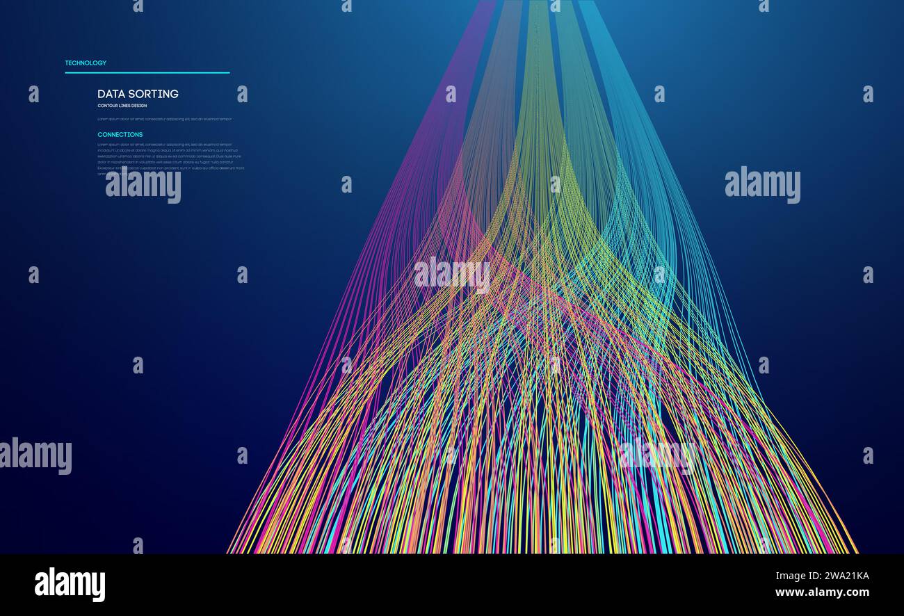 Data Sorting Colorful Lines Background Data Flow Technology