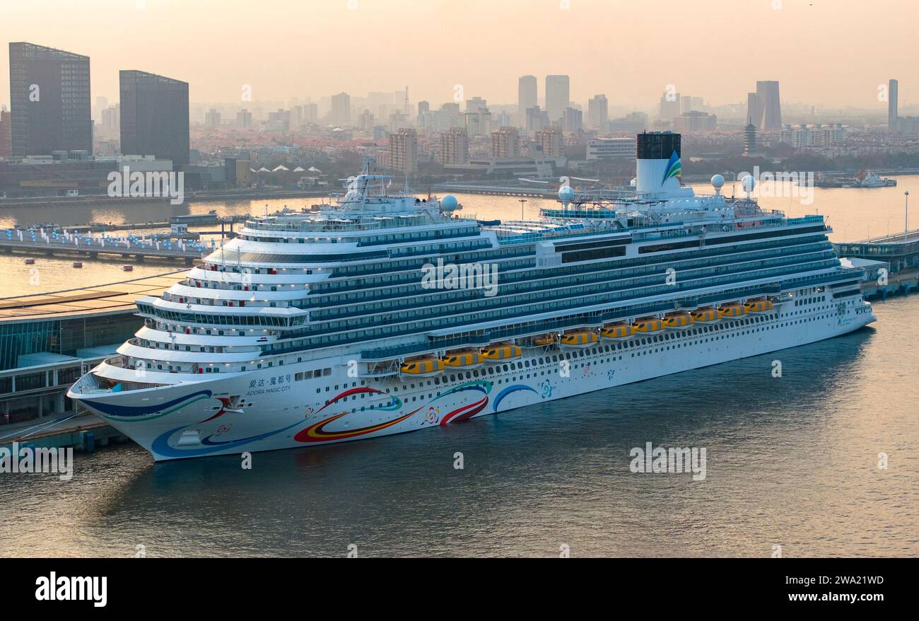 SHANGHAI, CHINA - JANUARY 1, 2024 - Adora Cruises, the first Chinese-made large cruise ship ...