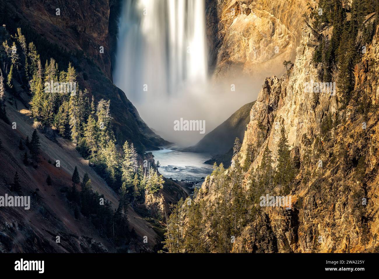 The Upper Falls seen from the Artist Point in the Yellowstone National ...