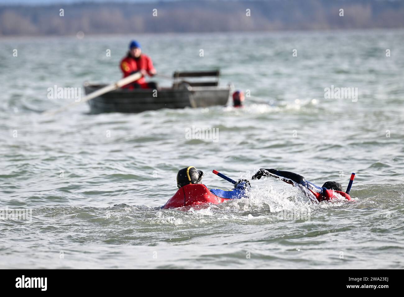 Friedrichshafen, Germany. 01st Jan, 2024. Lifeguards from the German ...