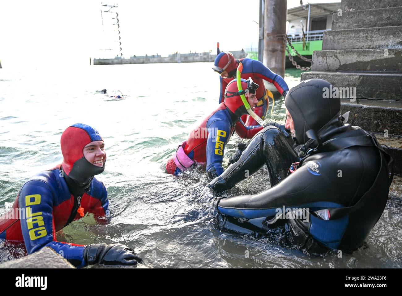 Friedrichshafen, Germany. 01st Jan, 2024. Lifeguards from the German ...