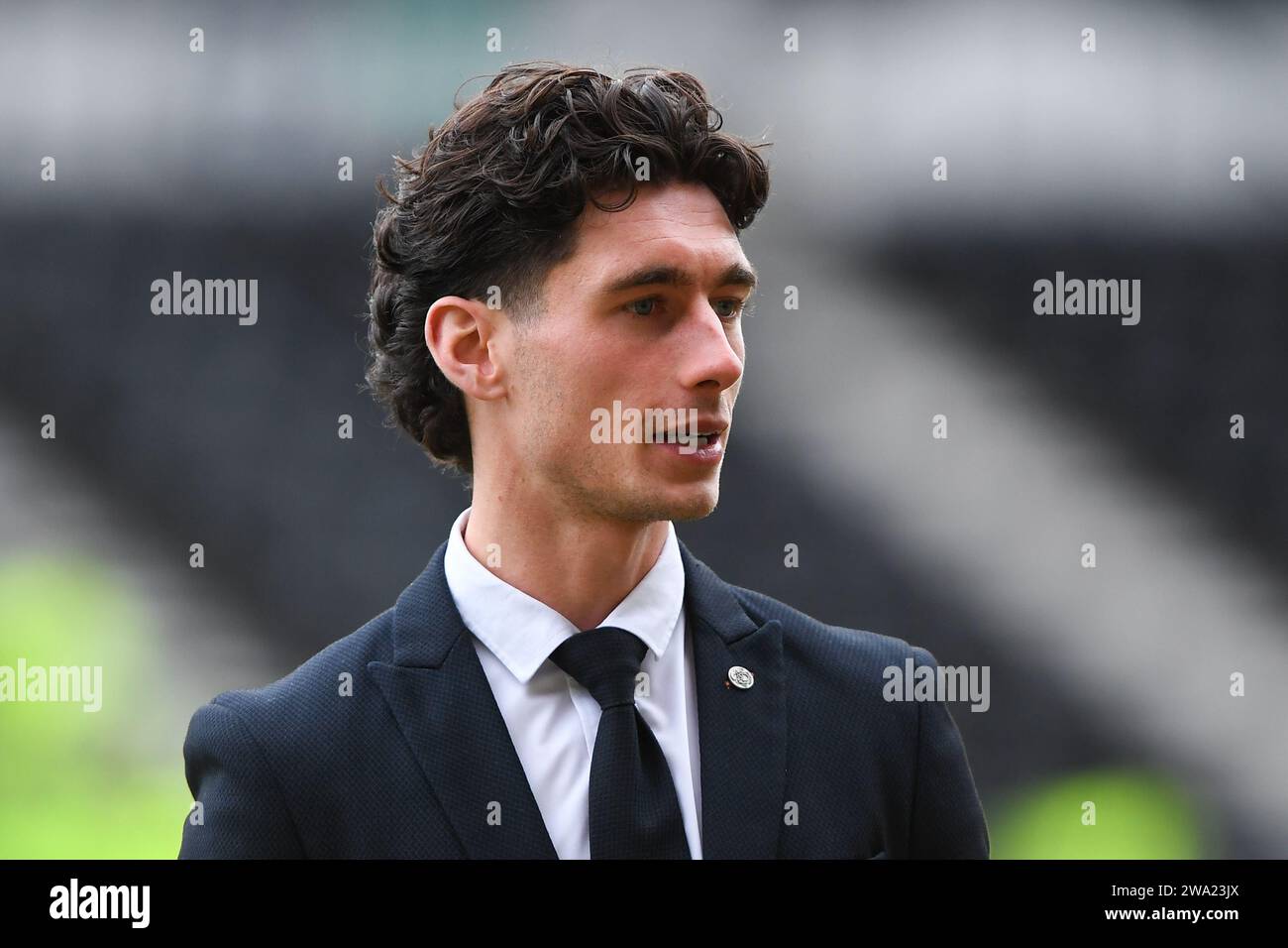 Derby on Monday 1st January 2024. Joel Randall of Peterborough United ...