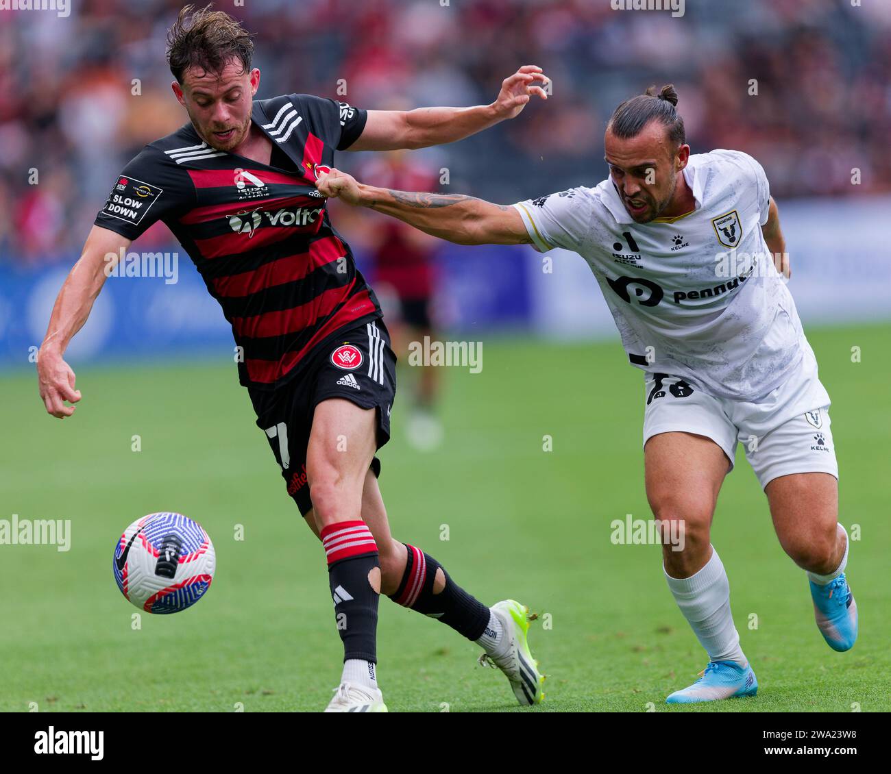 Sydney, Australia. 01st Jan, 2024. Clayton Lewis of Macarthur FC ...