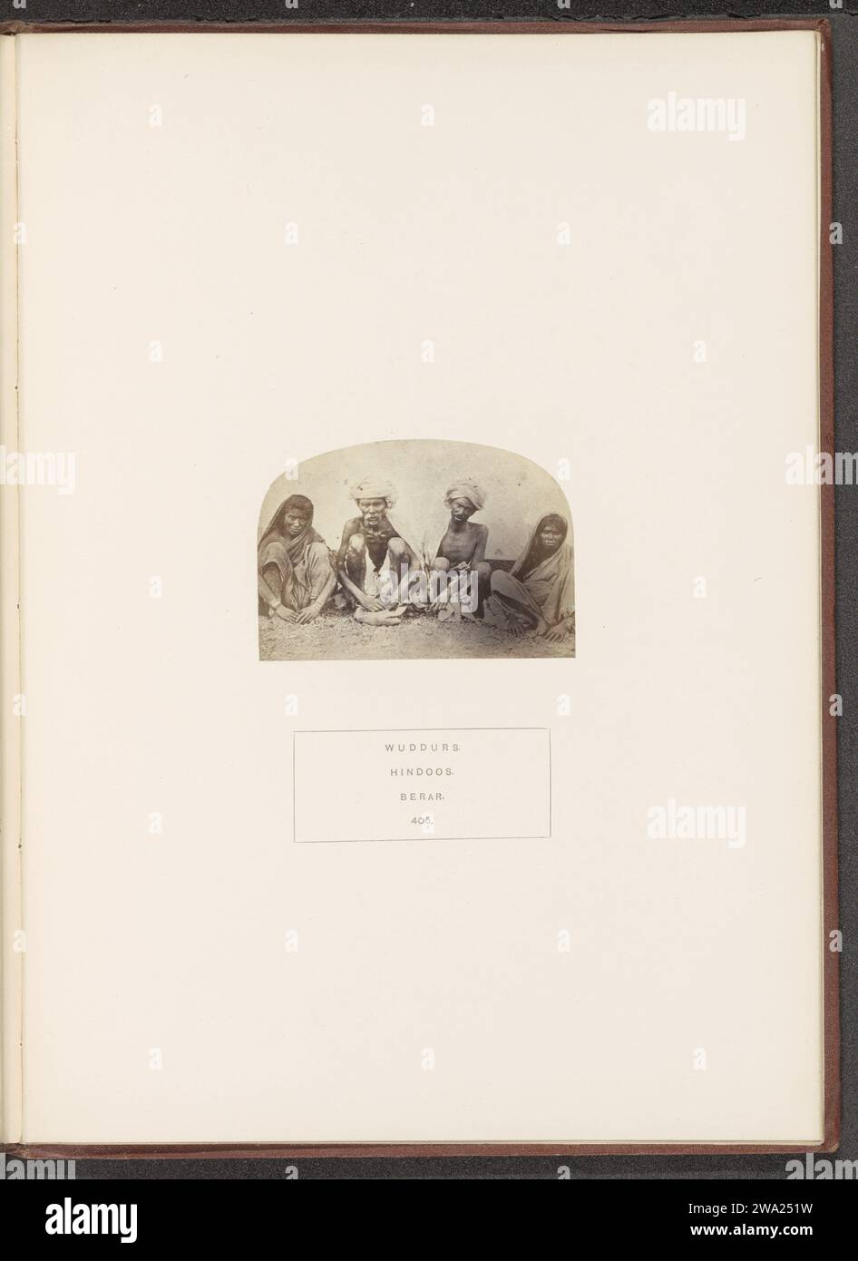 Portrait of four unknown people from Wuddur origin in Berar, 1862 ...