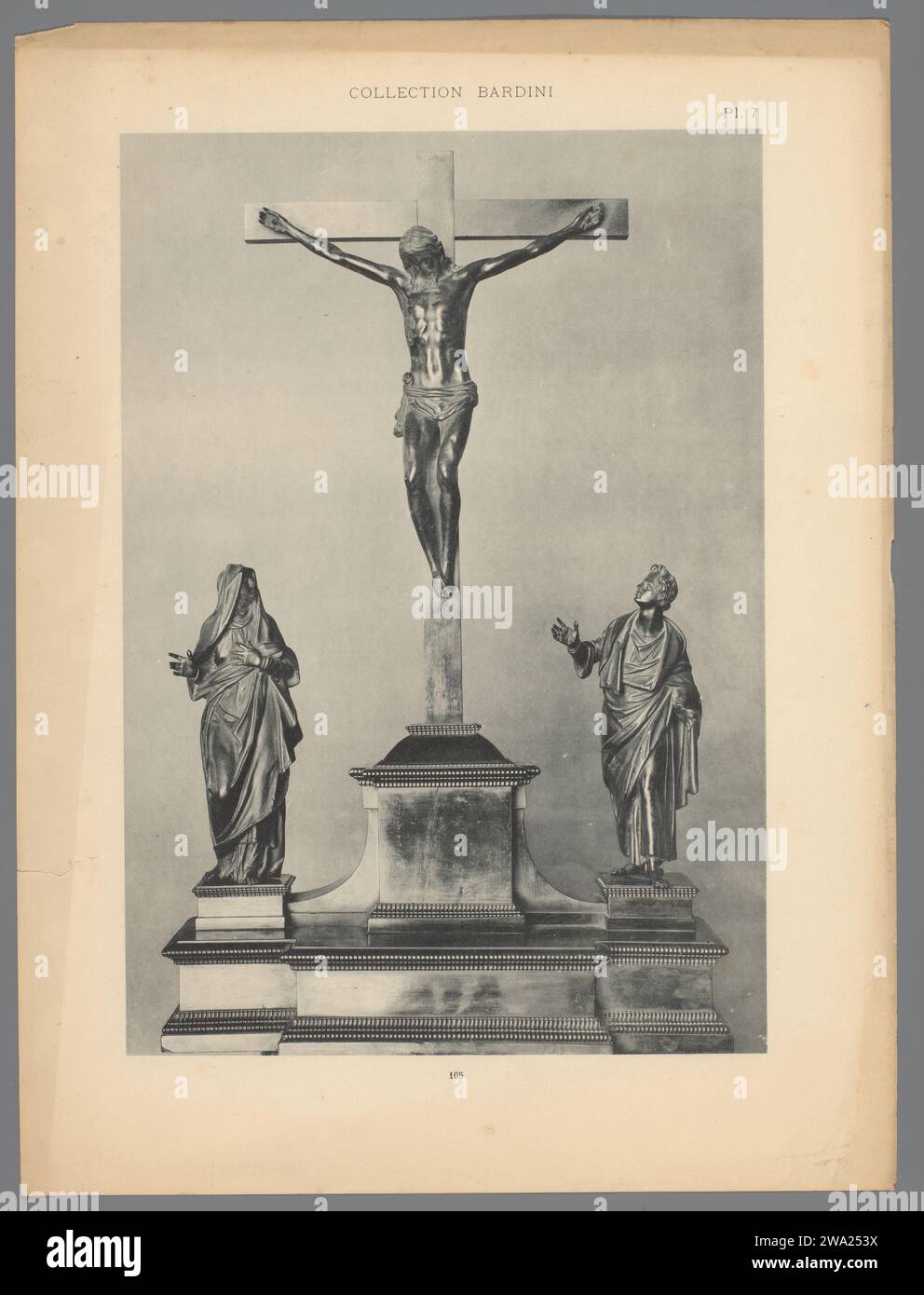 Image of Jesus Christ on the cross and two other bronze statues ...