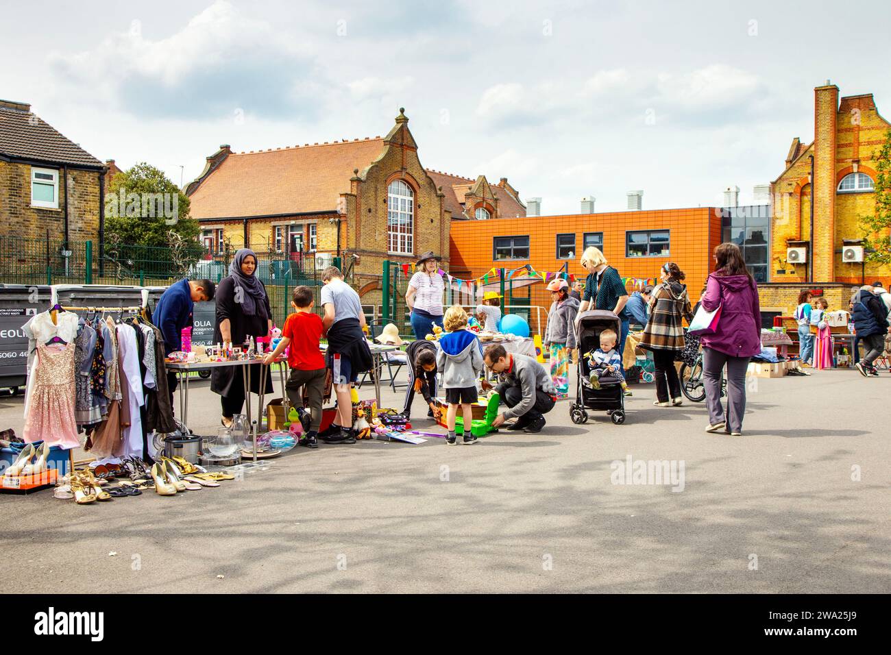 People shopping at the Francis Road Jumble Trail in Leyton, London, UK ...