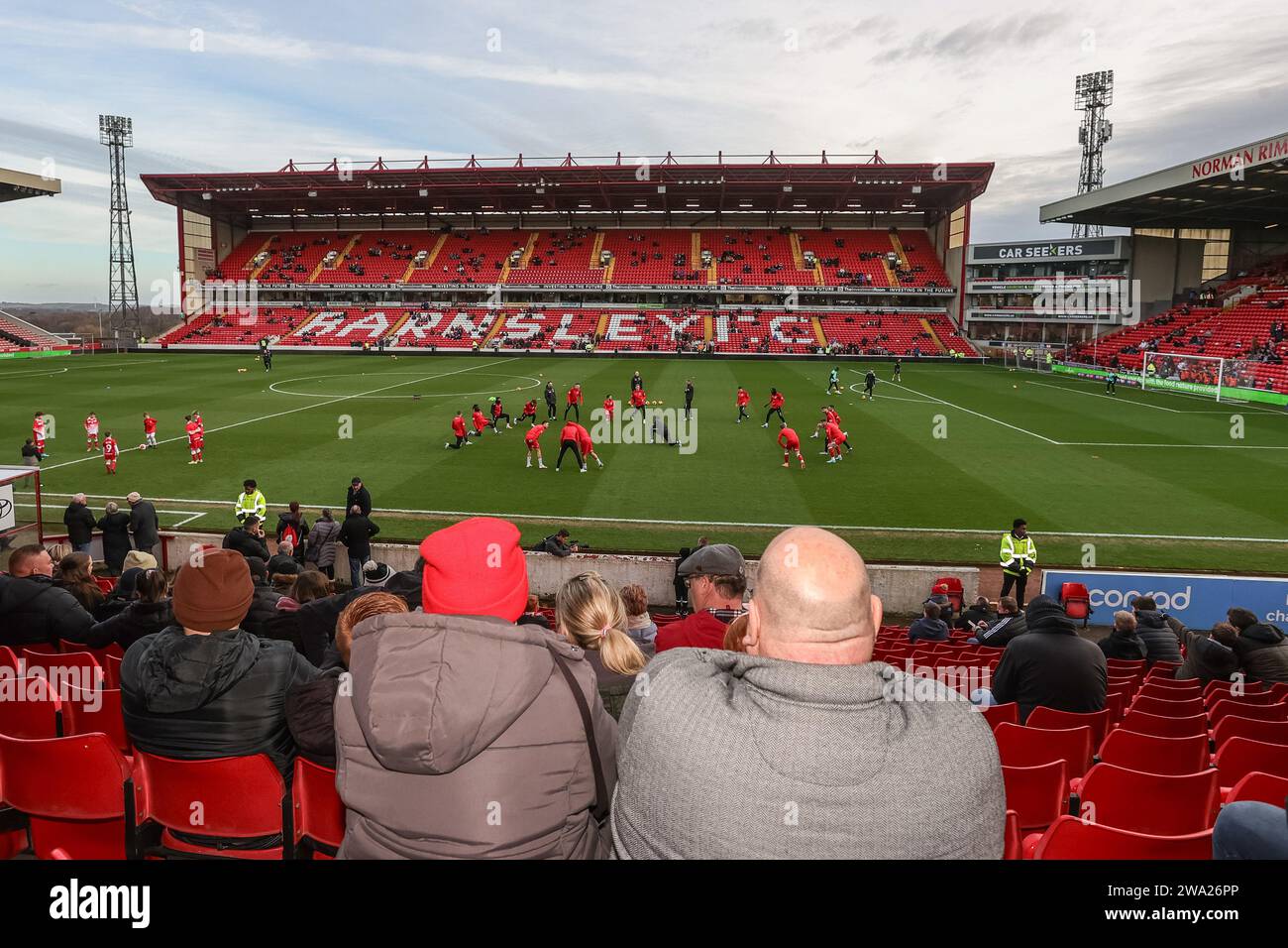 Barnsley FC players warming up during the Sky Bet League 1 match ...