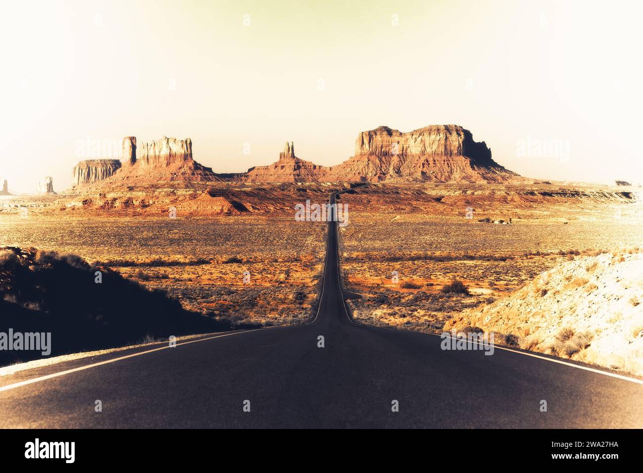 Road to Monument valley, seen from the Forest Gump point Stock Photo ...