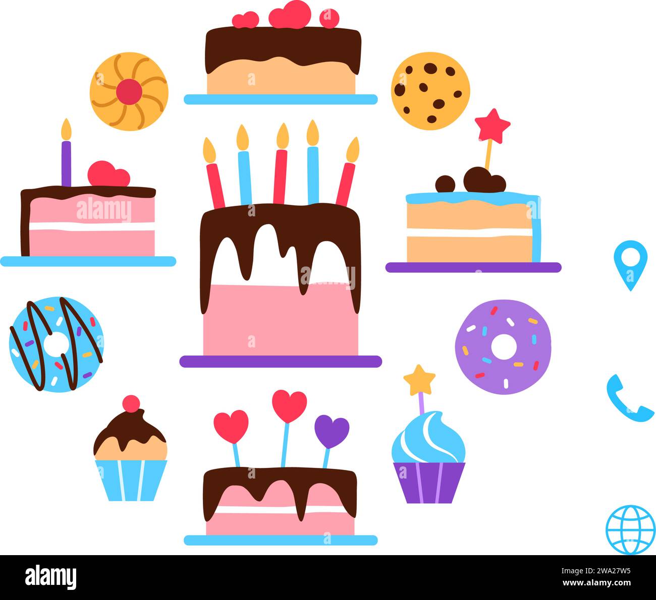 Pastry shop visit card template with text copy space. Baked healthy ...