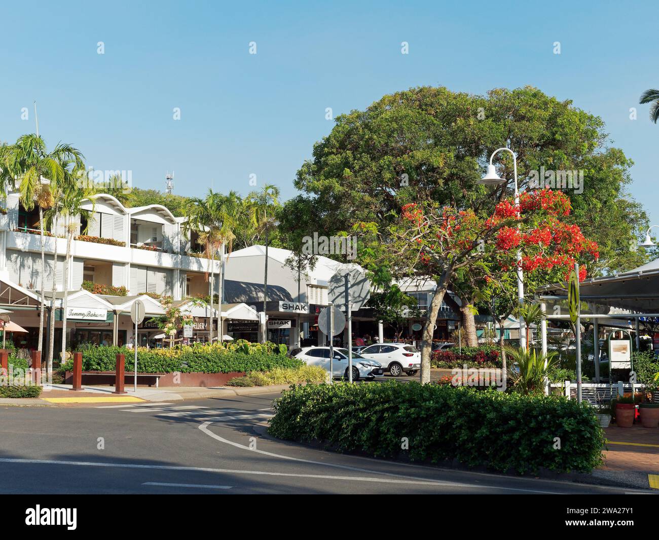 View looking along at the shops, bars and restaurants on Macrossan ...
