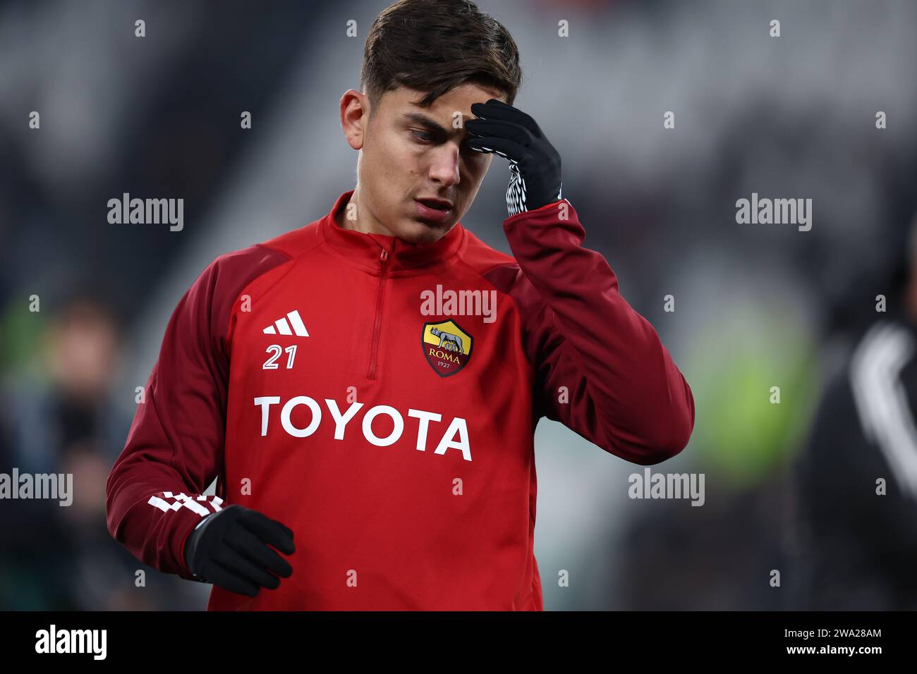 Paulo Dybala of As Roma during warm up before the Serie A match beetween Juventus Fc and As Roma ...