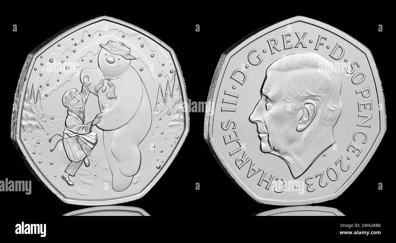 The first Snowman 50 pence coin to feature the portrait of King Charles ...