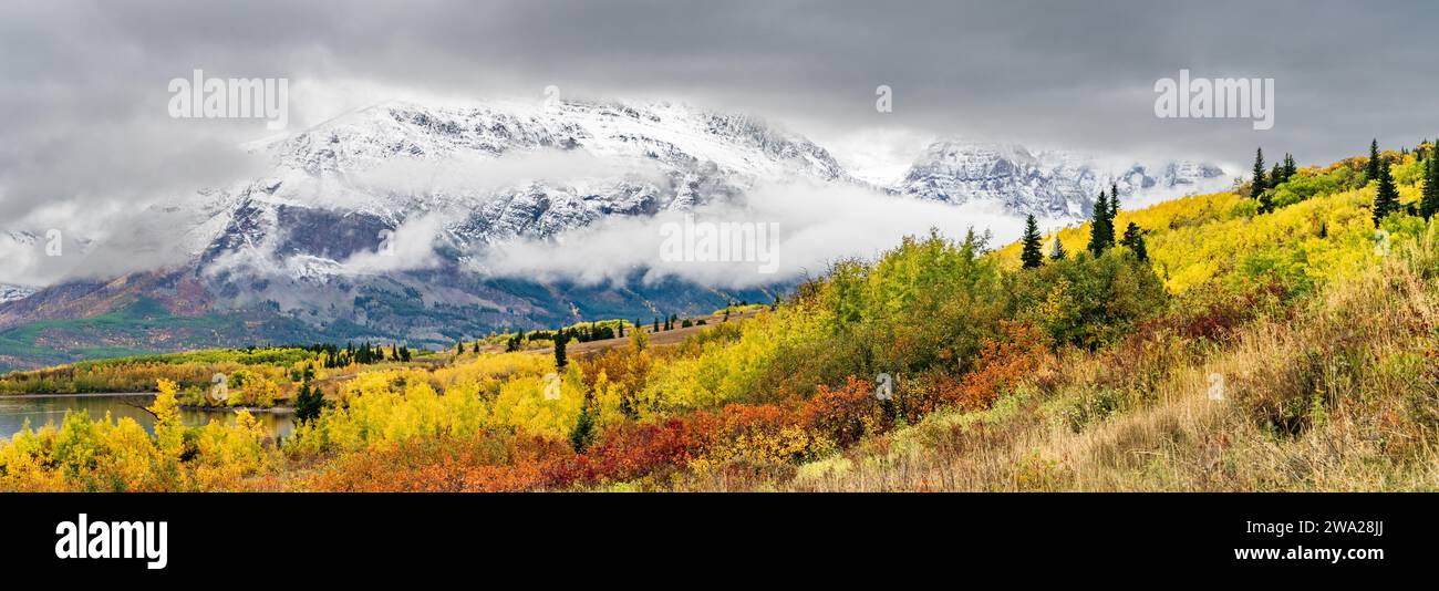 Fall foliage color in the St. Mary's east entrance of Glacier National ...