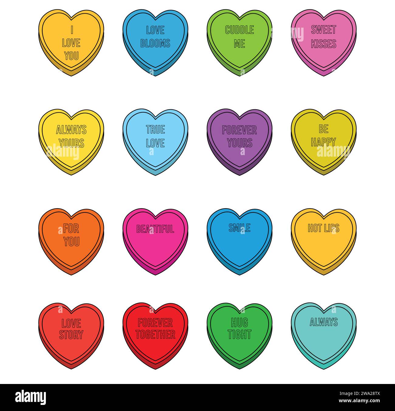 Love heart style sweets or candy isolated on a white background. Sweets ...