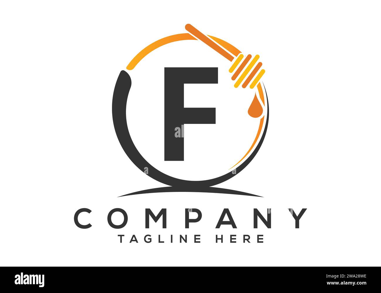 Honeycomb bees Logo With F Letter Concept. Honey logo font emblem ...
