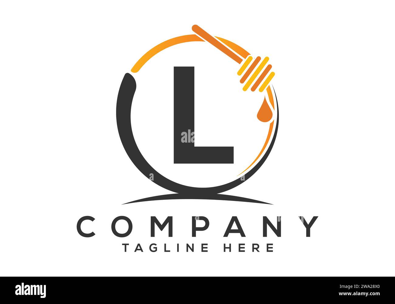 Honeycomb bees Logo With L Letter Concept. Honey logo font emblem ...