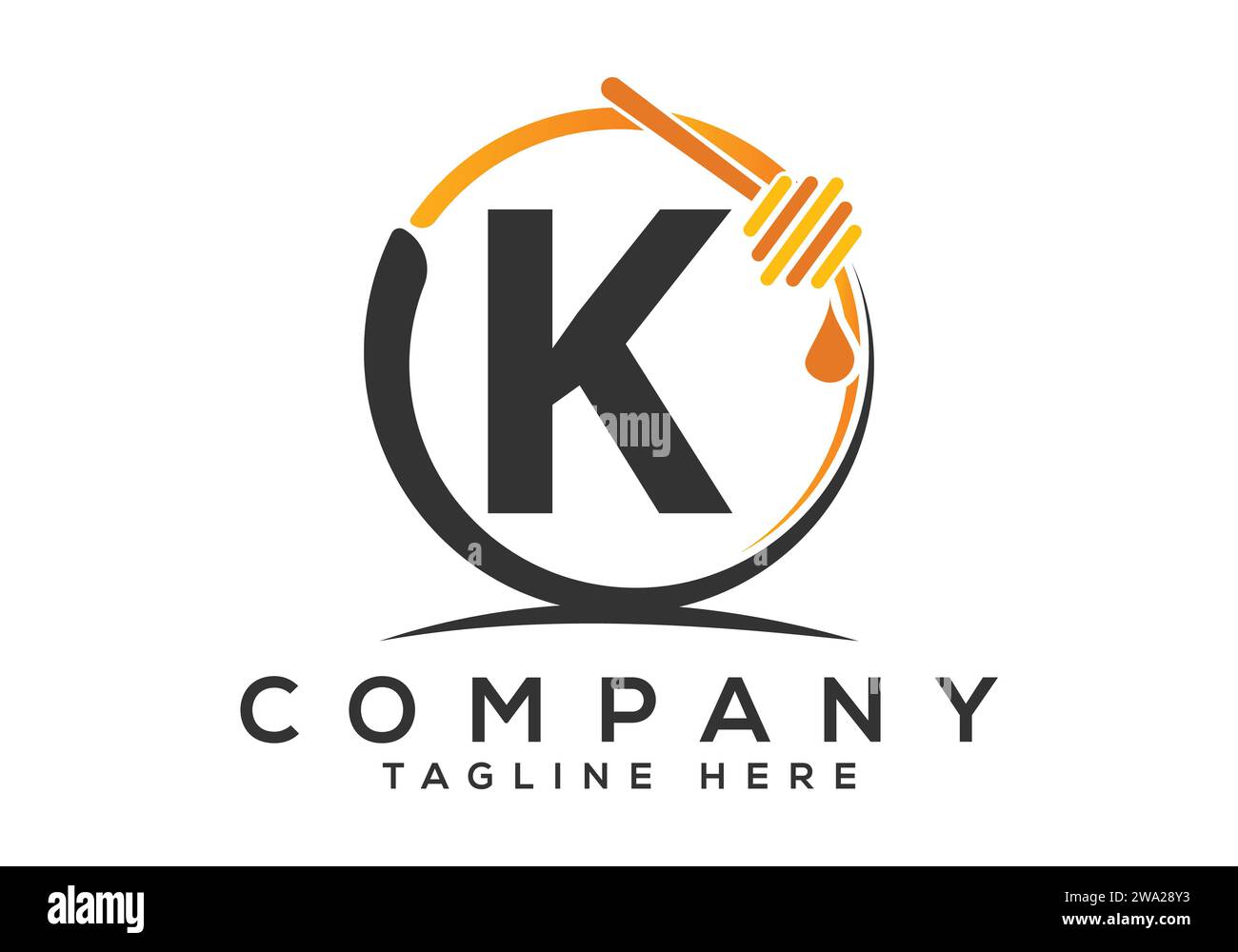 Honeycomb bees Logo With K Letter Concept. Honey logo font emblem ...