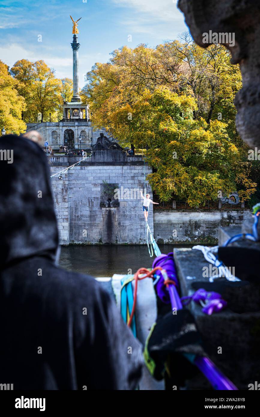 Man balancing on rope hi-res stock photography and images - Alamy