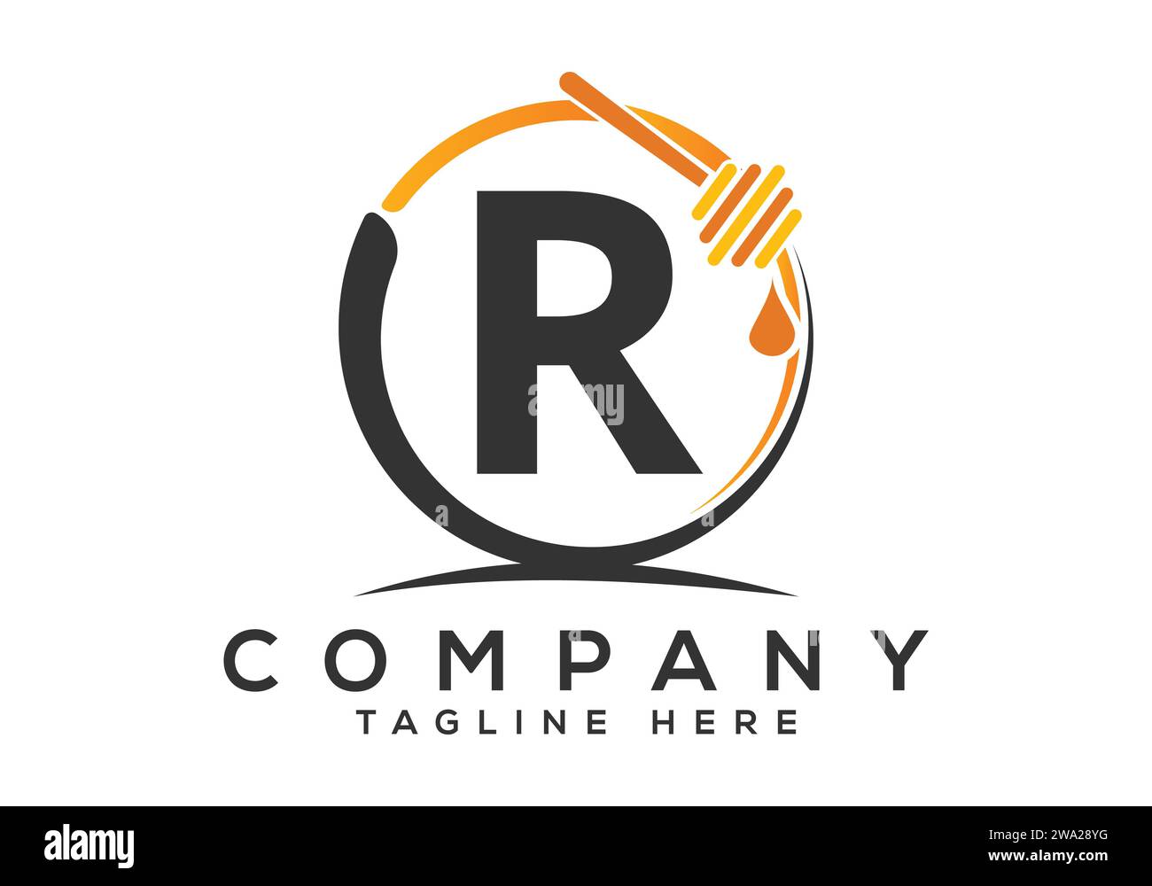 Honeycomb bees Logo With R Letter Concept. Honey logo font emblem ...