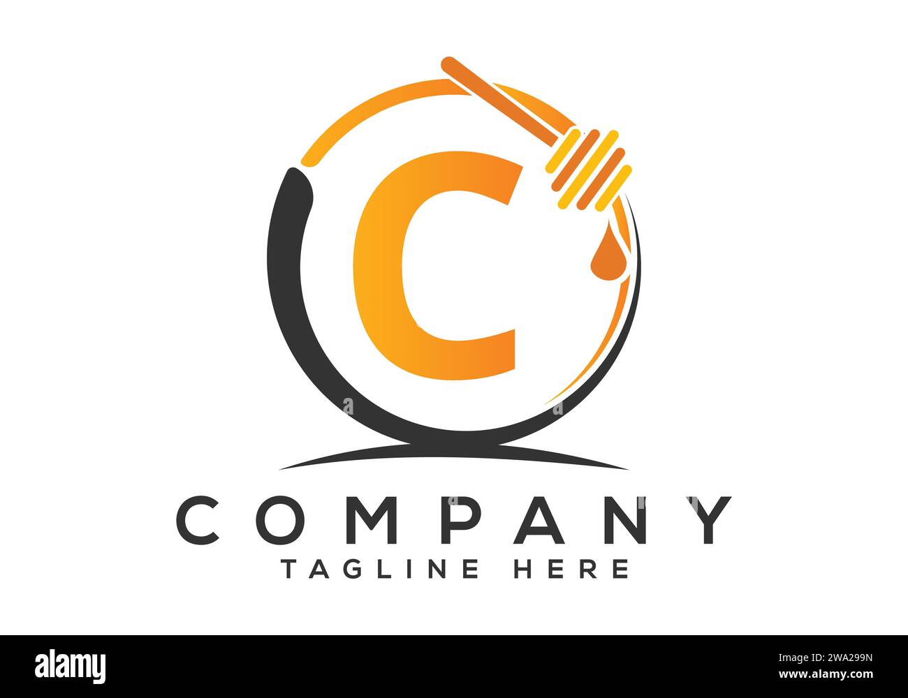 Honeycomb bees Logo With C Letter Concept. Honey logo font emblem ...