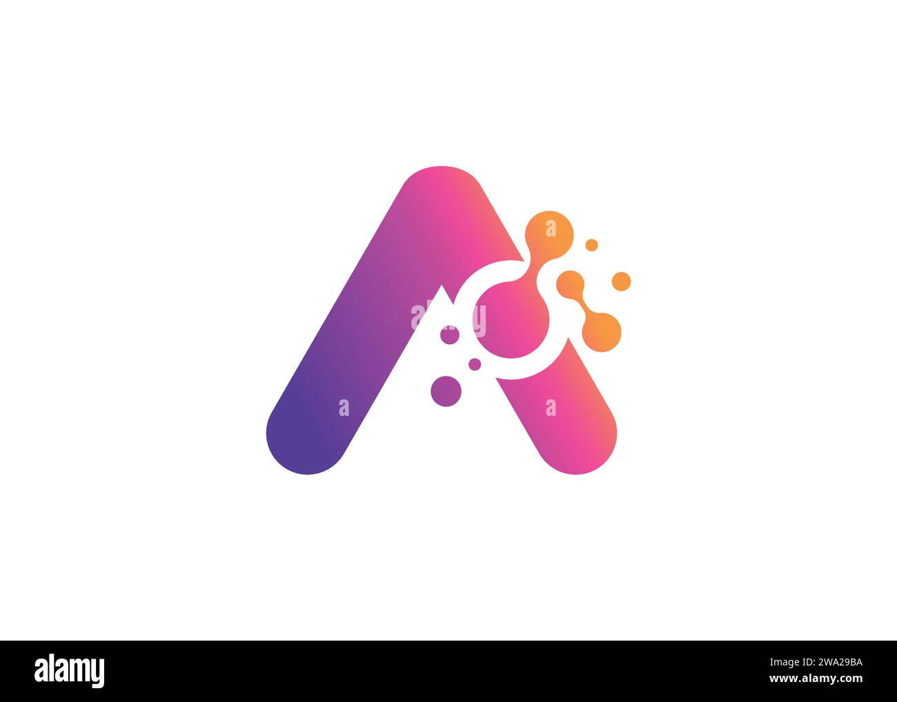 Letter A Technology vector monogram logo design template. Letter A ...