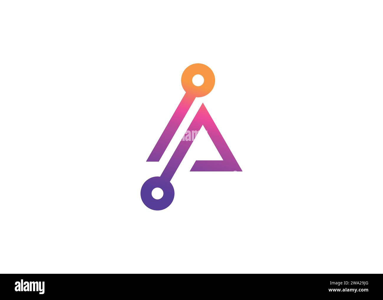 Letter A Technology vector monogram logo design template. Letter A ...