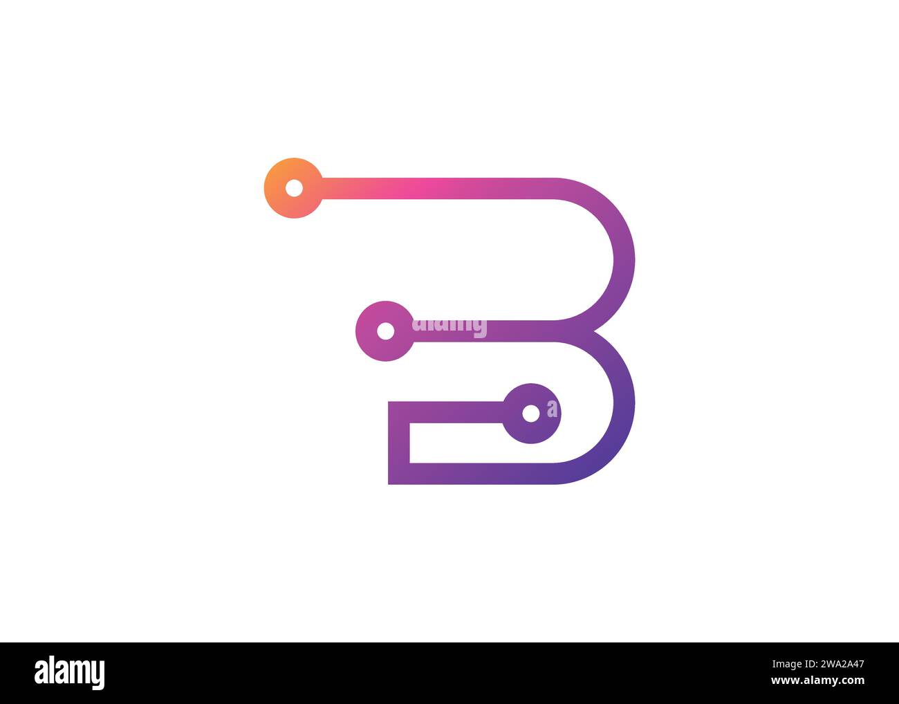 Letter B Technology vector monogram logo design template. Letter B ...