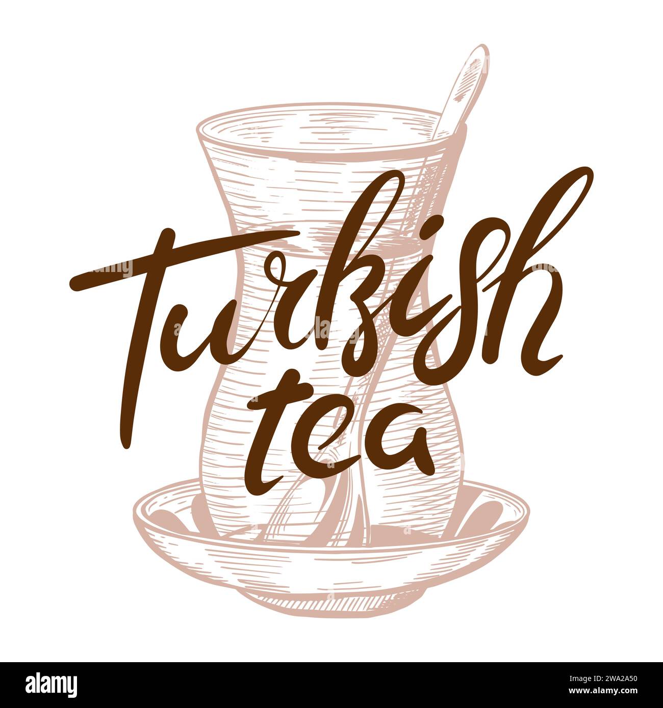 Hand drawn sketches of Glass of Turkish Tea. Gastro Symbols of Istanbul ...