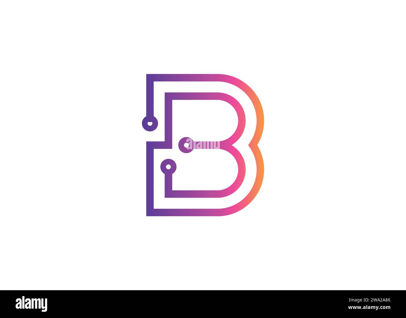 Letter B Technology vector monogram logo design template. Letter B ...