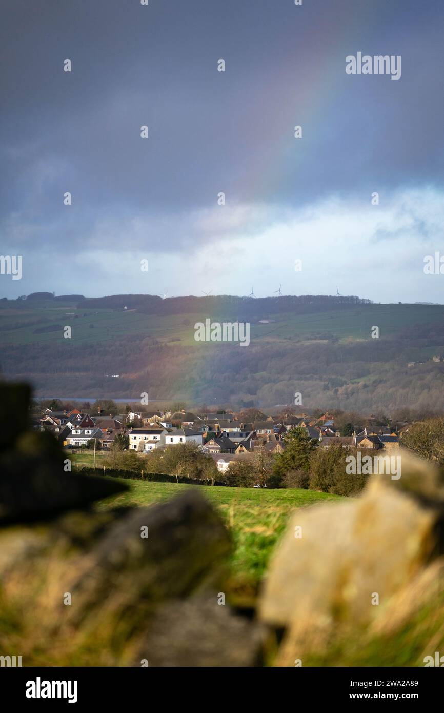 Rainbow over Stocksbridge, England, UK Stock Photo - Alamy