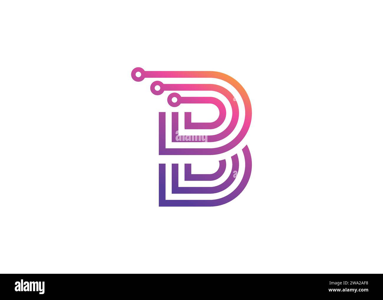 Letter B Technology vector monogram logo design template. Letter B ...