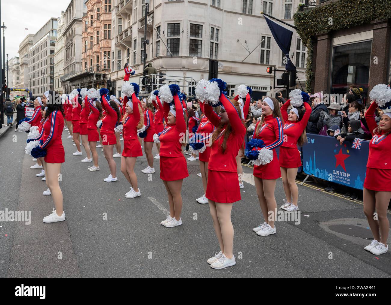 London, UK. 1st Jan, 2024. The colourful LNYDP2024 takes place in central London from Piccadilly ...