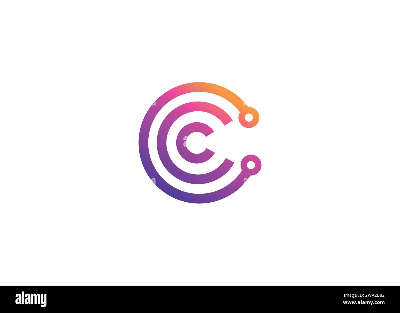 Letter C Technology vector monogram logo design template. Letter C ...
