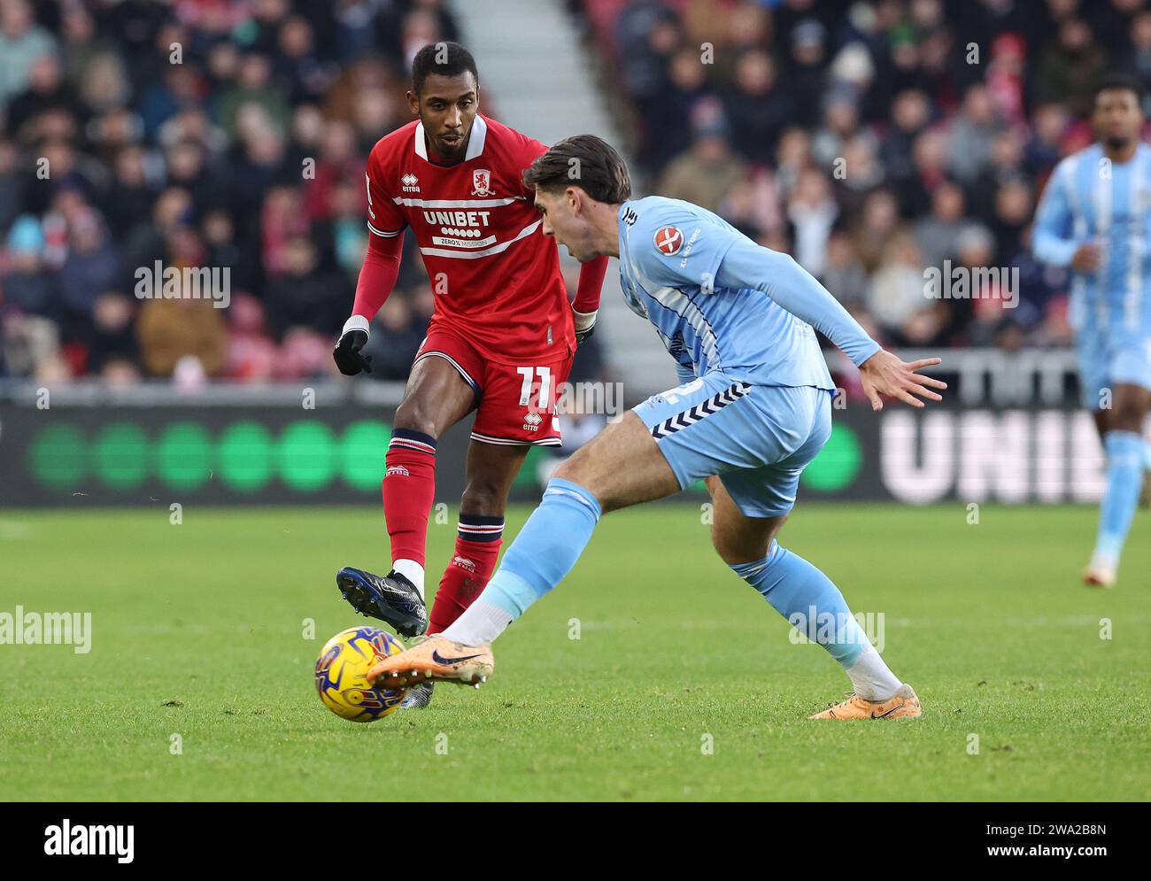 Middlesbrough, UK. 01st Jan, 2024. Isaiah Jones of Middlesbrough In ...