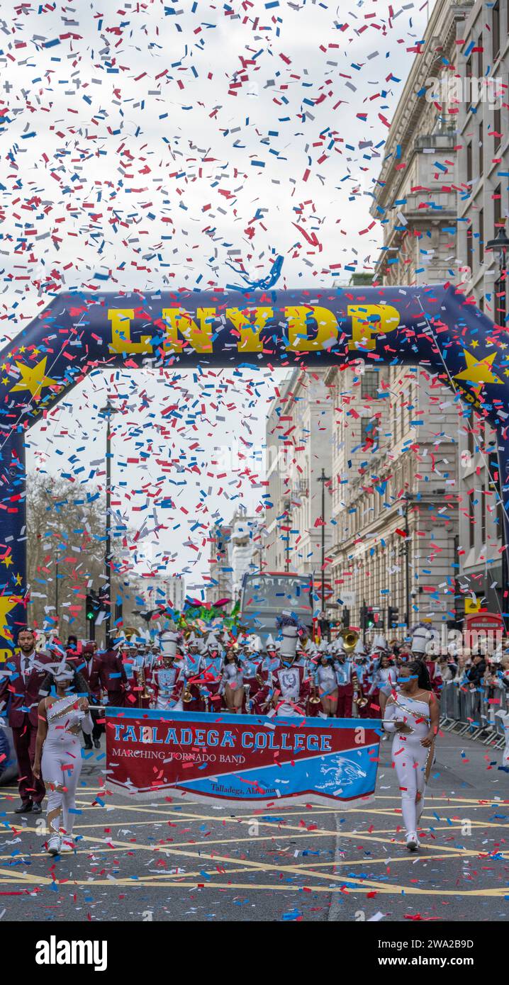 London, UK. 1st Jan, 2024. The colourful LNYDP2024 takes place in central London from Piccadilly ...