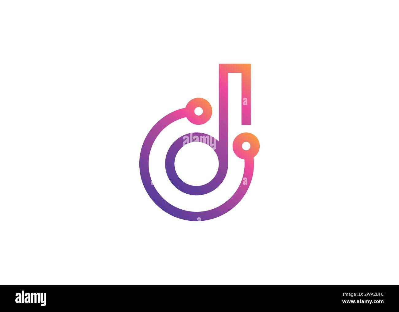 Letter D Technology vector monogram logo design template. Letter D ...