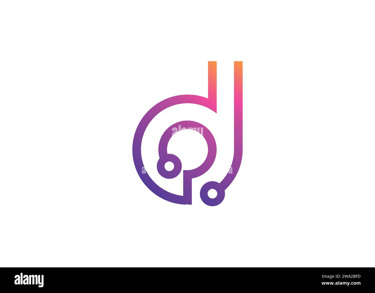 Letter D Technology vector monogram logo design template. Letter D ...
