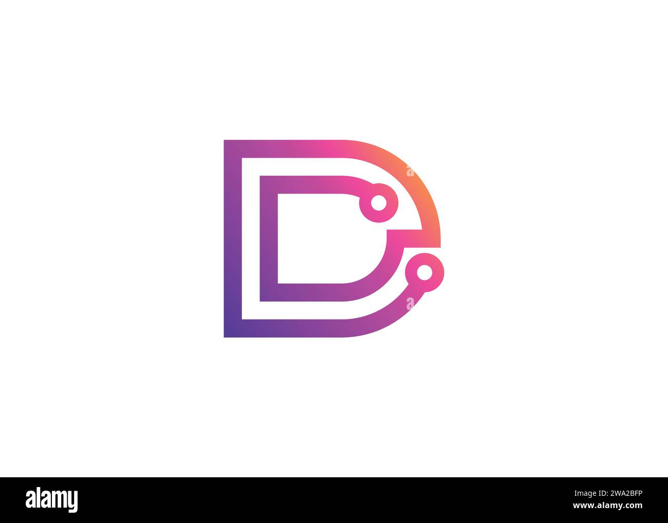 Letter D Technology vector monogram logo design template. Letter D ...