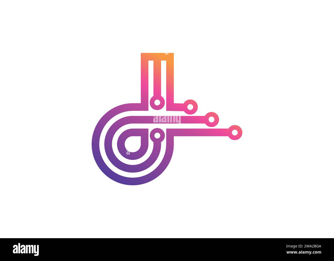 Letter D Technology vector monogram logo design template. Letter D ...