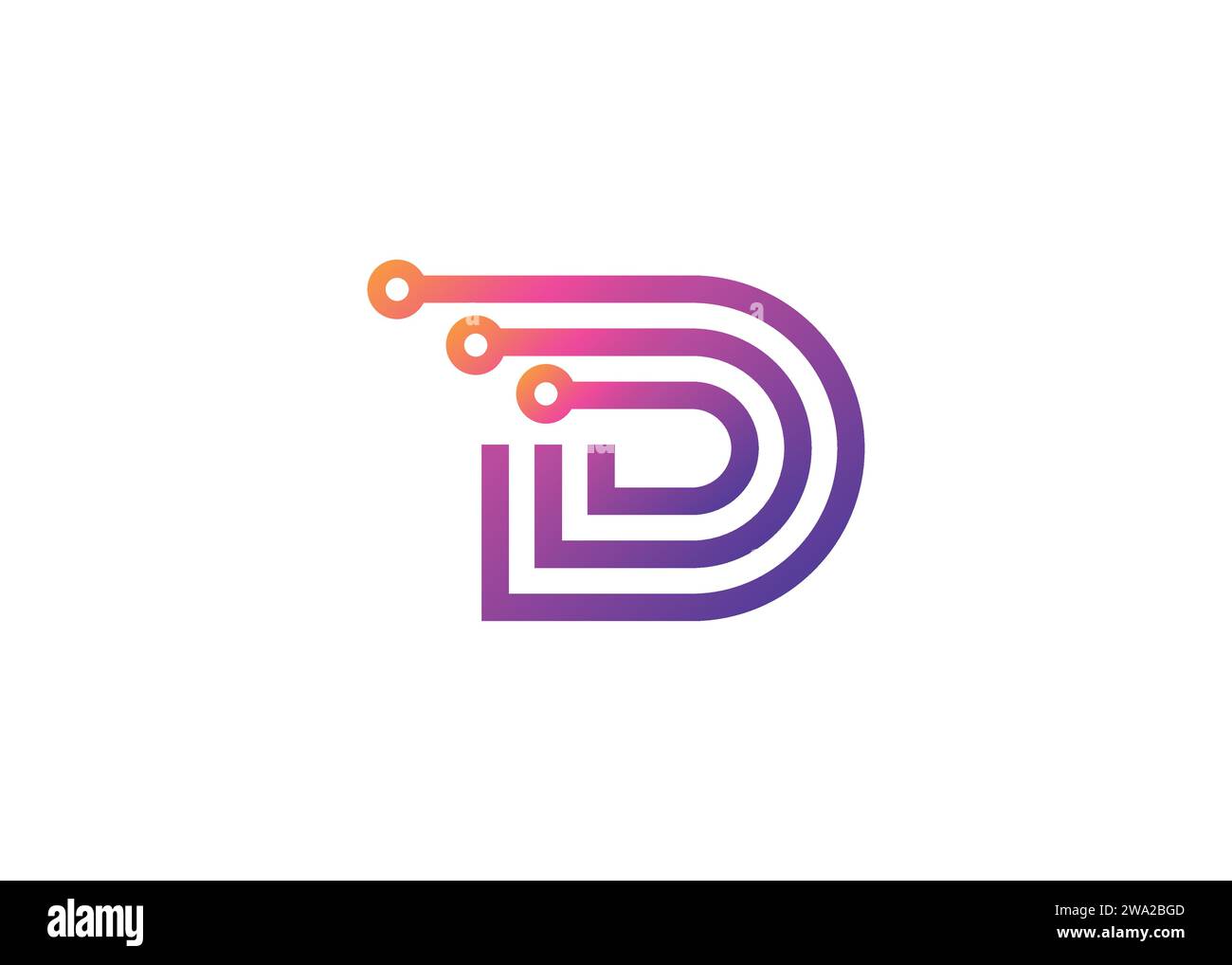 Letter D Technology vector monogram logo design template. Letter D ...