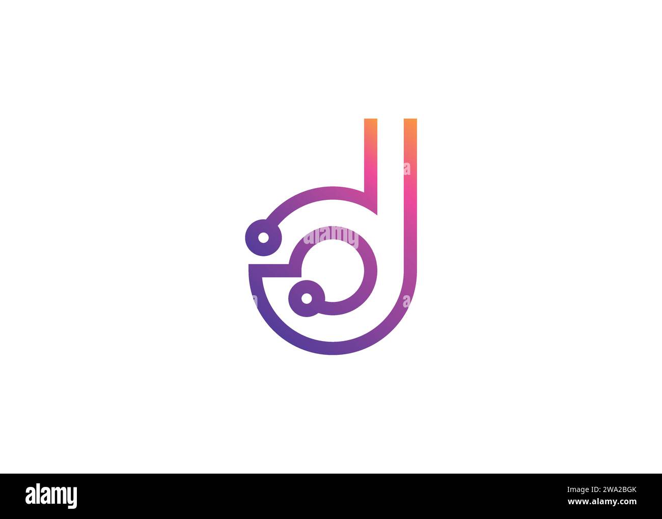 Letter D Technology vector monogram logo design template. Letter D ...