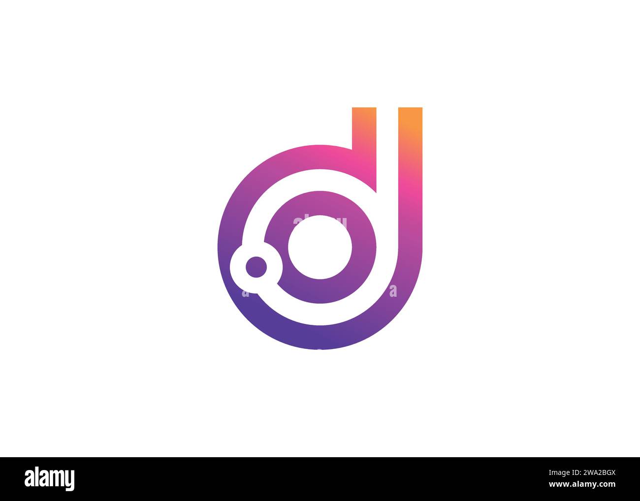 Letter D Technology vector monogram logo design template. Letter D ...