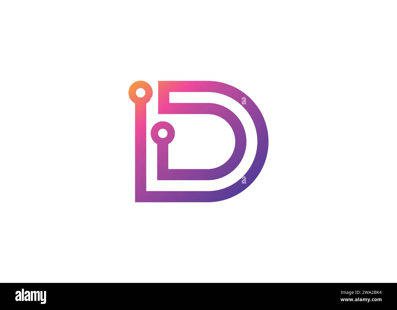 Letter D Technology vector monogram logo design template. Letter D ...