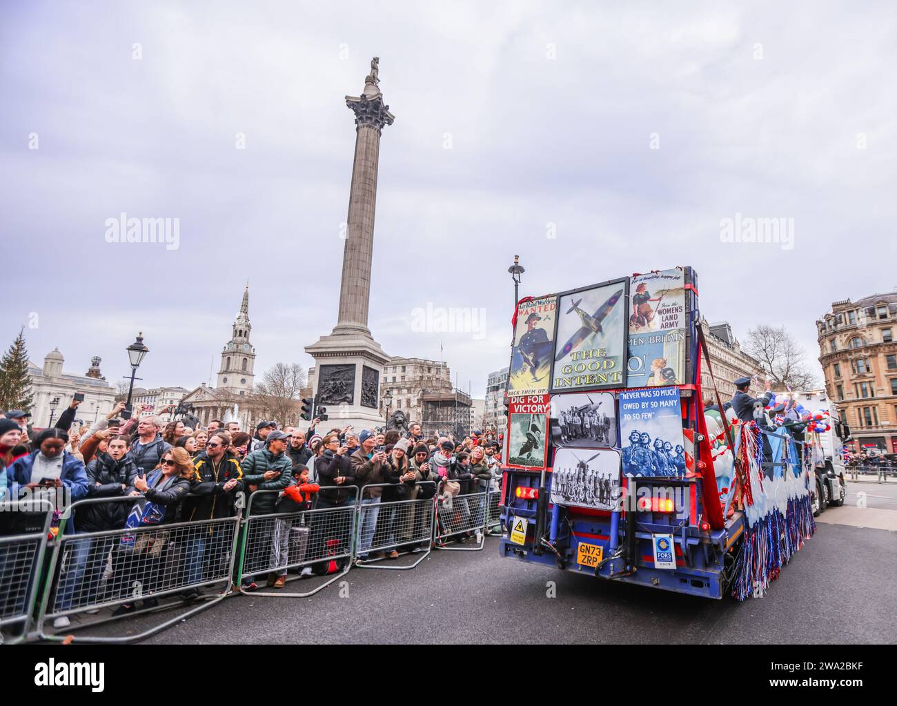 London, UK. 01st Jan, 2024. Crowds line up the streets of Central London today to enjoy The 37th ...
