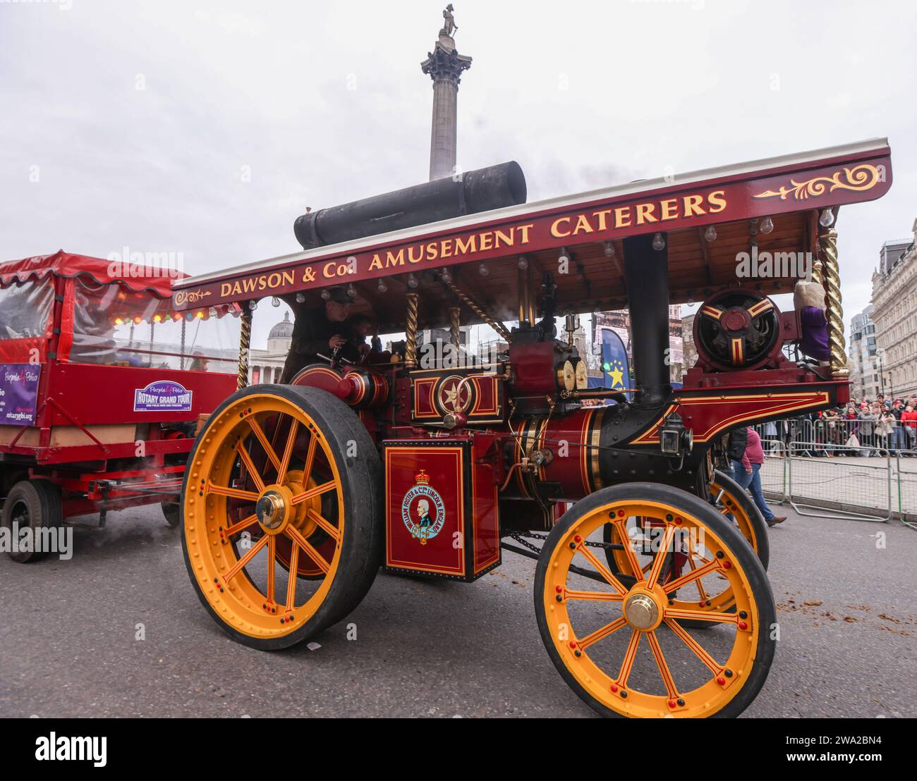 London, UK. 01st Jan, 2024. Crowds line up the streets of Central London today to enjoy The 37th ...