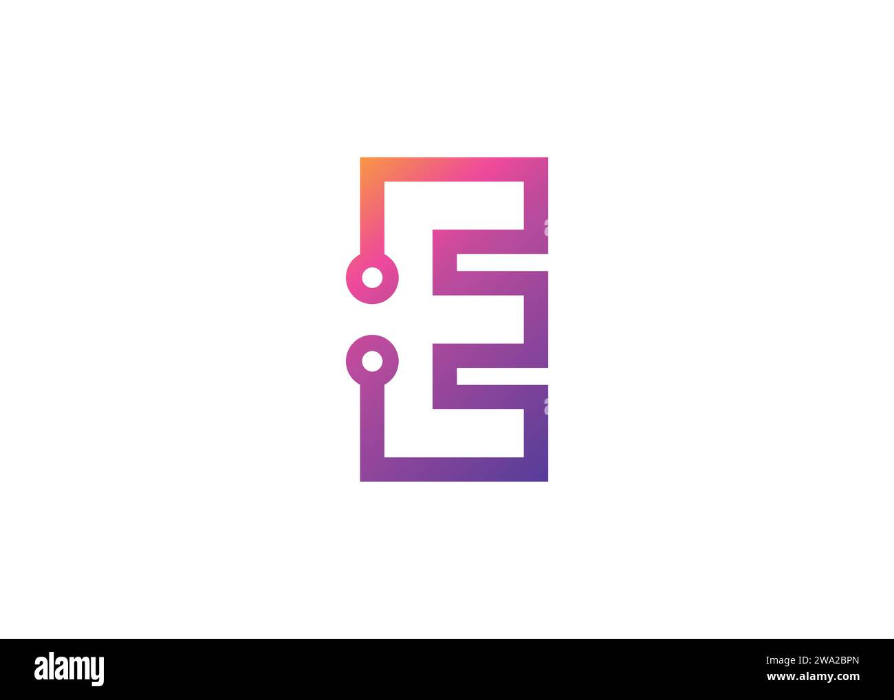 Letter E Technology vector monogram logo design template. Letter E ...